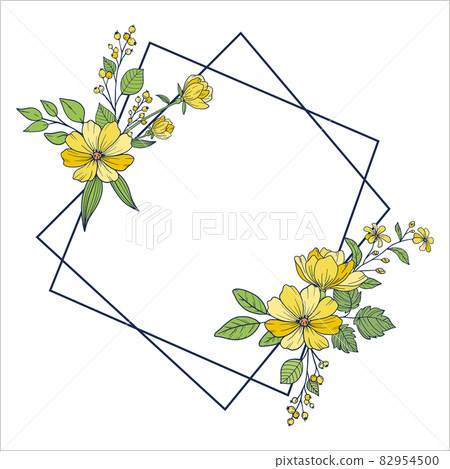 Yellow flower decorative frame - Stock Illustration [82954500] - PIXTA