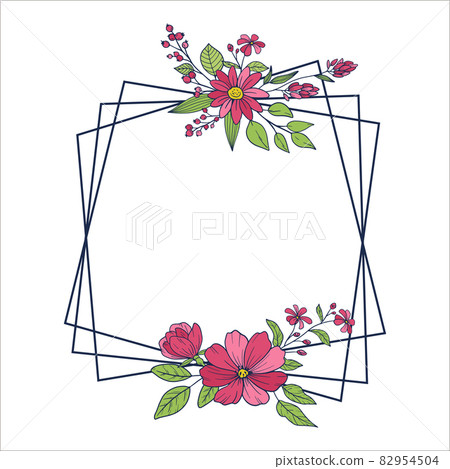 Red flower decorative frame - Stock Illustration [82954504] - PIXTA