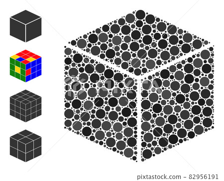 Dotted Cube Collage of Round Dots with Similar... - Stock Illustration ...