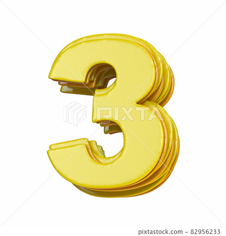 Yellow font Number 3 THREE 3D - Stock Illustration [82956233] - PIXTA