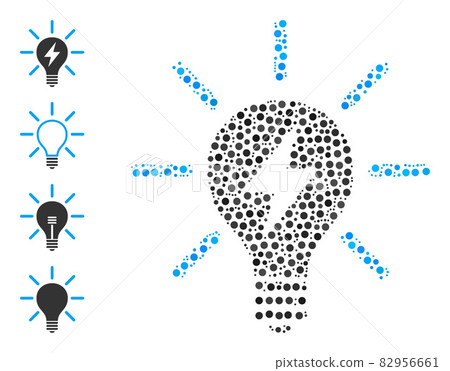 Dotted Electric Light Bulb Composition of Round... - Stock Illustration ...