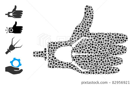 Dotted Artificial Hand Collage of Rounded Dots... - Stock Illustration ...