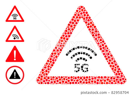 Dotted 5G Warning Mosaic of Circles with... - Stock Illustration ...
