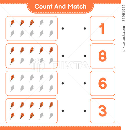Count and match, count the number of Oak Leaf... - Stock Illustration ...