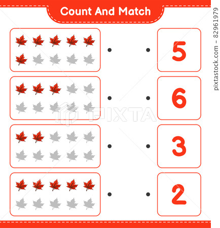 Count and match, count the number of Maple Leaf... - Stock Illustration ...
