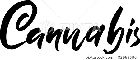 Cannabis. Modern brush grunge lettering. Vector... - Stock Illustration ...