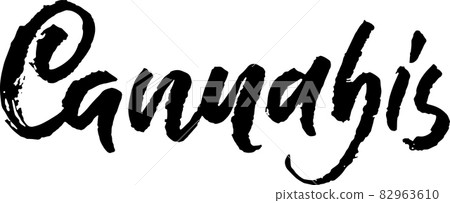 Cannabis. Modern brush grunge lettering. Vector... - Stock Illustration ...