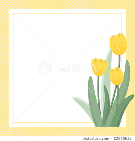 Square frame with yellow tulips, background design - Stock Illustration ...