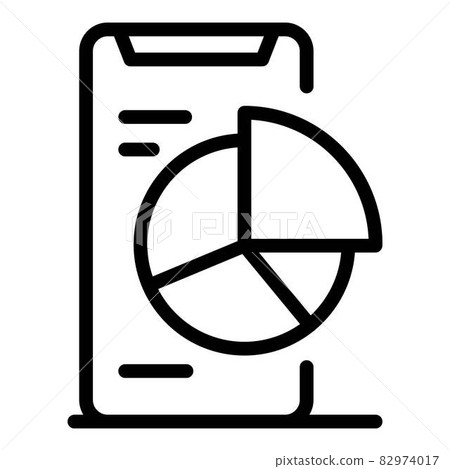 Smartphone and pie chart icon, outline style - Stock Illustration ...