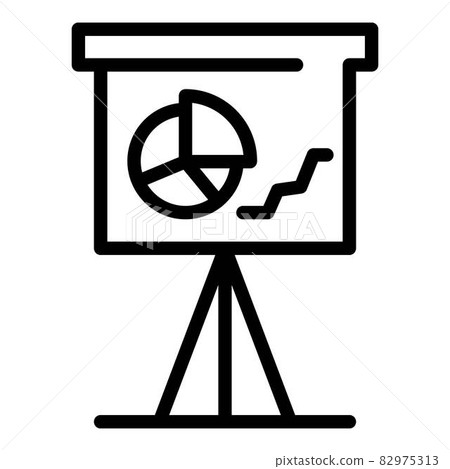 The graph on the flip chart icon, outline style - Stock Illustration ...