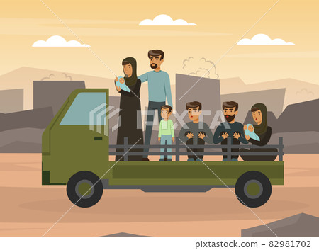 Refugee and Asylum Seeker with Displaced People... - Stock Illustration ...