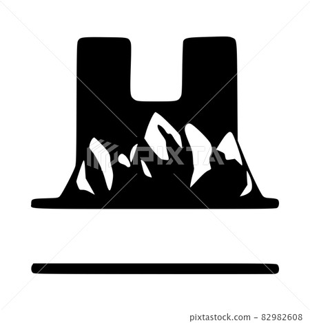 Letter h and mountain personalized monogram.... - Stock Illustration ...