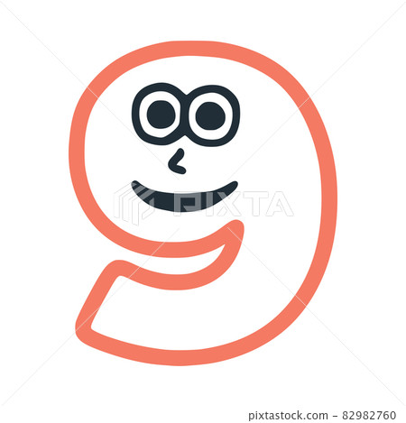 Number 9 happy eccentric smiling character,... - Stock Illustration ...