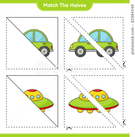Match the halves. Match halves of Car and Ufo.... - Stock Illustration ...