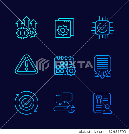 development, hardware and protocols line icons set - Stock Illustration ...