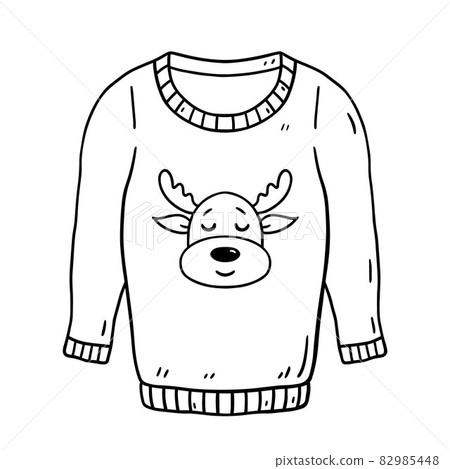 Ugly Christmas sweater with a deer in doodle style - Stock Illustration ...