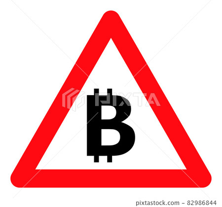 Bitcoin Warning - Raster Icon Illustration - Stock Illustration ...