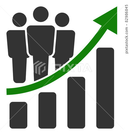 Clients Growth Chart - Raster Icon Illustration - Stock Illustration ...