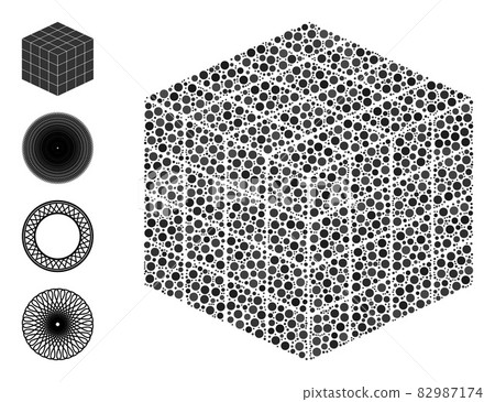 Dotted Isometric Cube Composition of Round Dots... - Stock Illustration ...