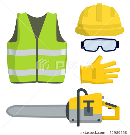 Set of clothes Builder and worker. Cartoon flat... - Stock Illustration ...