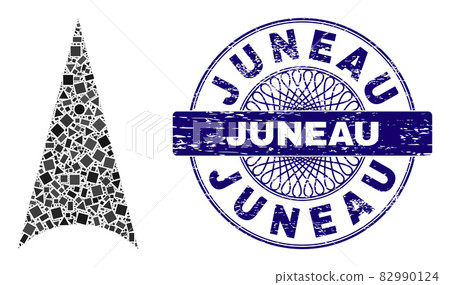 Textured Juneau Badge and Geometric Arrowhead... - Stock Illustration ...