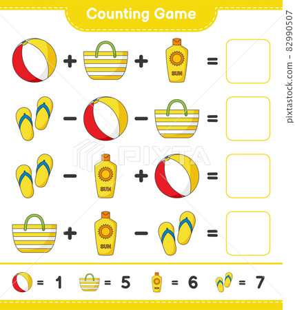 Counting game, count the number of Beach Ball,... - Stock Illustration ...