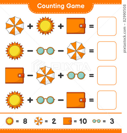 Counting game, count the number of Sun, Beach... - Stock Illustration ...