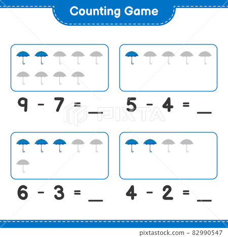 Counting game, count the number of Umbrella and... - Stock Illustration ...