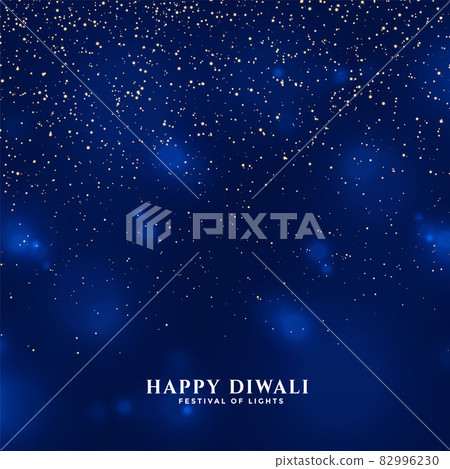 happy diwali blue background with falling... - Stock Illustration ...