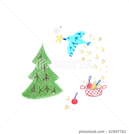 Little bird Christmas colored pencil drawing - Stock Illustration ...