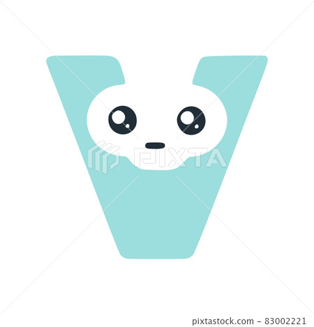 Letter v cute kawaii character, funny smiley... - Stock Illustration ...
