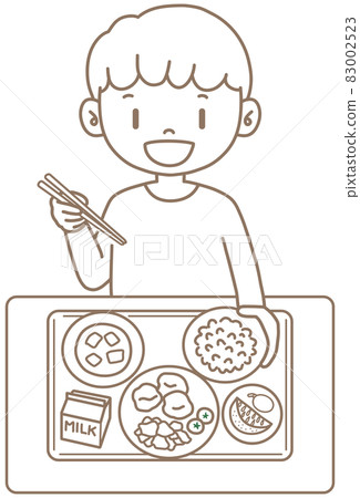 Line drawing _ Children's life _ School _ Lunch... - Stock Illustration ...