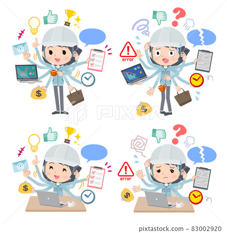 A set of on-site supervisor women who multitask... - Stock Illustration ...