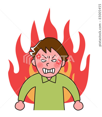 A man with a bright red face and burning in anger - Stock Illustration ...