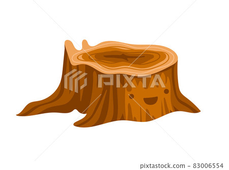 Cute tree stump. Kawaii cartoon character. - Stock Illustration ...