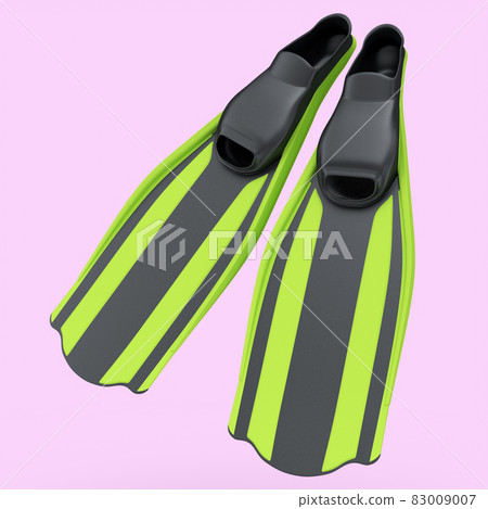 Green diving flippers isolated on pink... - Stock Illustration ...