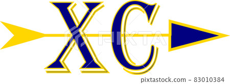 Blue XC cross country emblem with gold trim and... - Stock Illustration ...