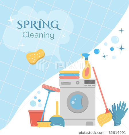 Banner with supplies for spring cleaning - Stock Illustration [83014991 ...