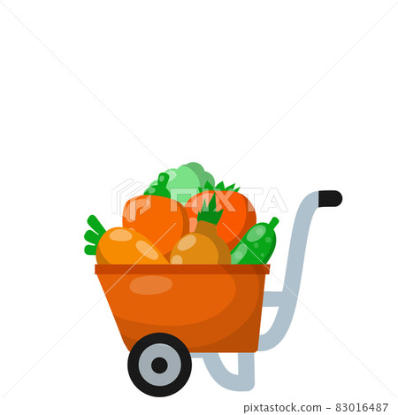 Vector Red farmer cart with vegetables isolated... - Stock Illustration ...