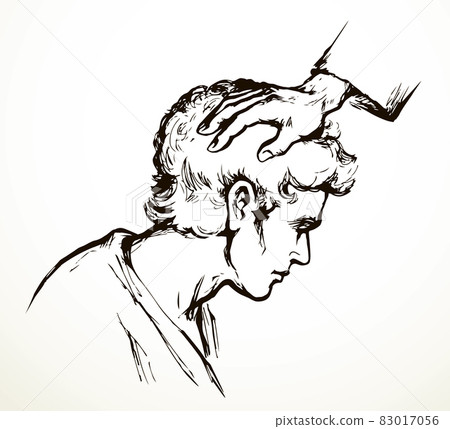 Prayer of blessing and laying on of hands.... - Stock Illustration ...