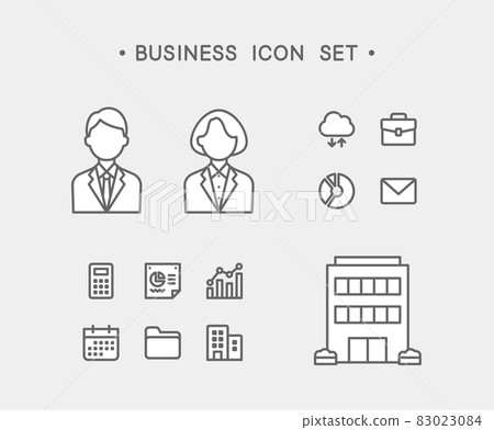 Simple line drawing business icon set - Stock Illustration [83023084 ...