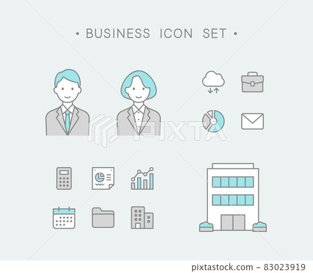 Simple line drawing business icon set - Stock Illustration [83023919 ...