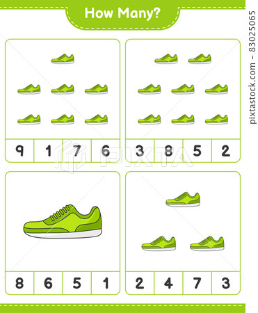 Counting game, how many Sneaker. Educational... - Stock Illustration ...