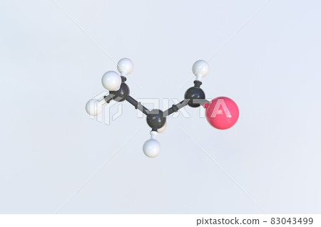 Propionaldehyde molecule made with balls,... - Stock Illustration ...