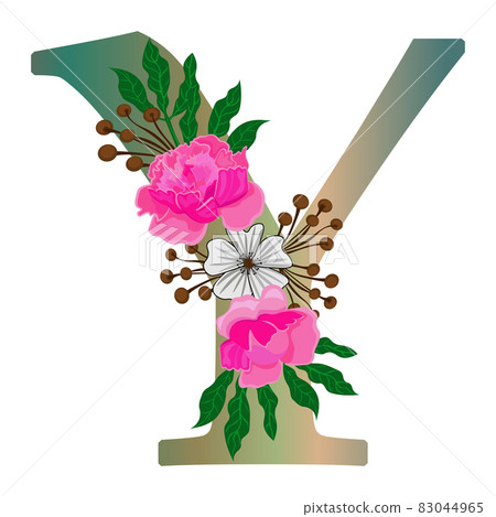 Letter Y with flowers, isolated on white...-插圖素材 [83044965] - PIXTA圖庫