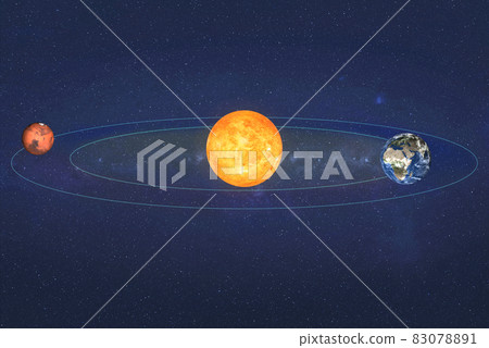 Solar system planets Mars and Earth wih Sun - Stock Illustration ...