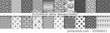 Geometric floral set of seamless patterns....-插圖素材 [83090631] - PIXTA圖庫