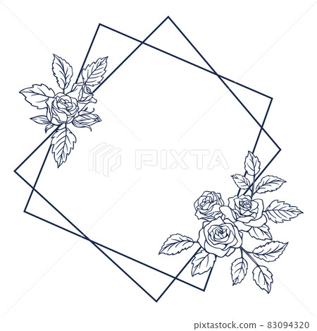 Design frame line drawing decorated with rose... - Stock Illustration ...
