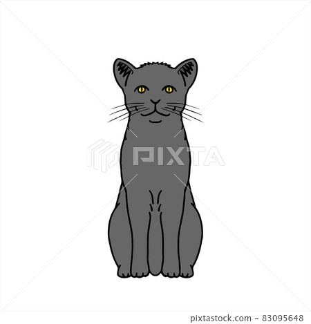 Black cat facing forward - Stock Illustration [83095648] - PIXTA