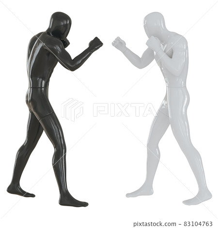 Two male mannequins black and white in a... - Stock Illustration ...